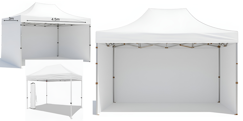 White Gazebo Aluminium 3m x 4.5m Heavy Duty | 3 Side Walls | Outdoor E